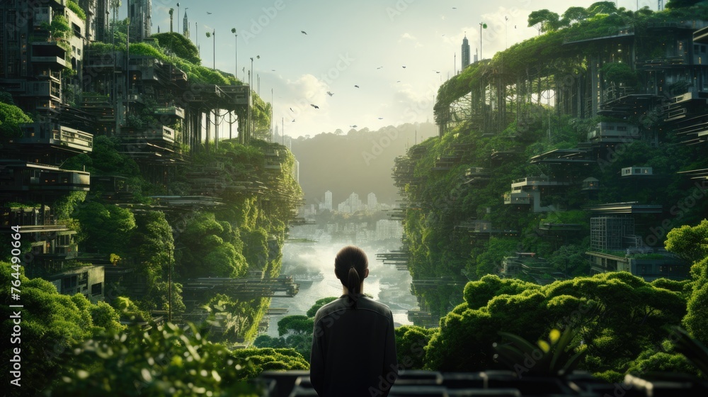 Sustainable environment concept. The image depicts human thinking ...