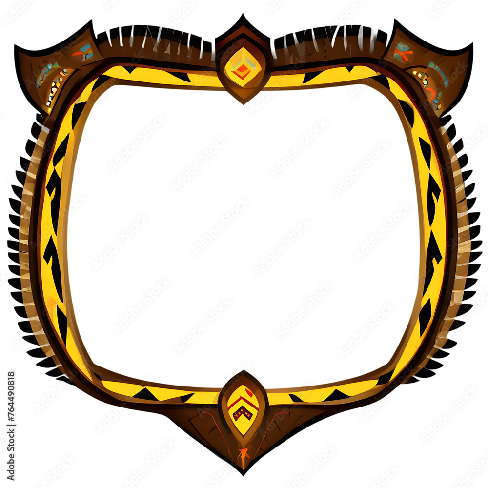 Tribal shield frame border with indigenous patterns and tribal motifs ...