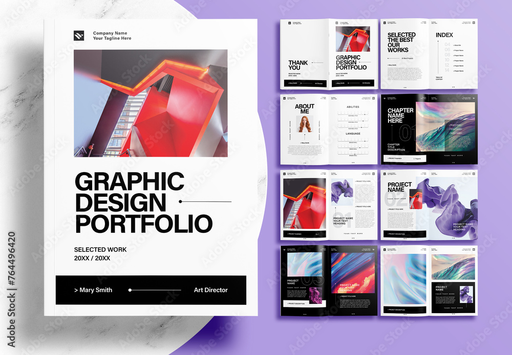 Modern Graphic Design Portfolio Layout Template with Black and Light ...