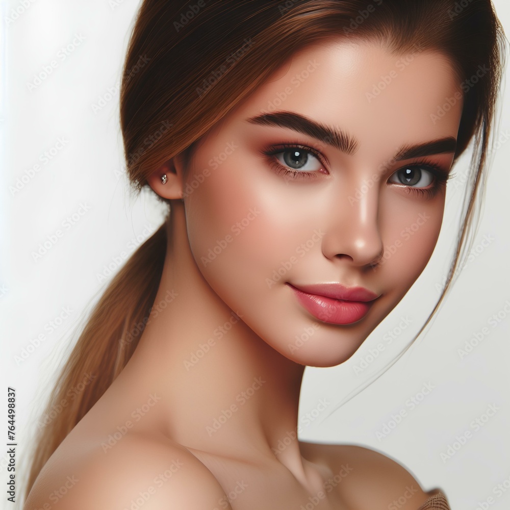 Beautiful Young transgender woman with clean fresh skin on white ...