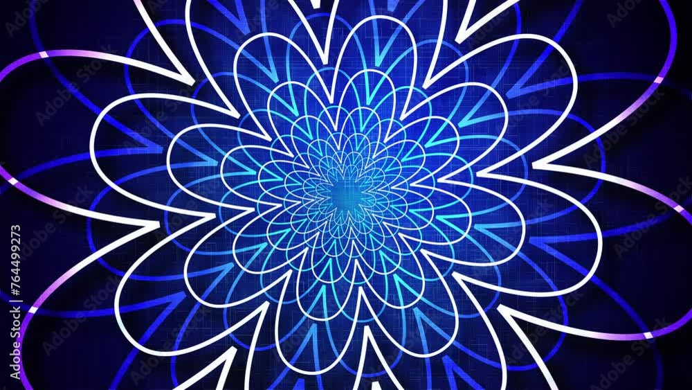Bright abstract mandala formed by geometric lines transforming into a ...