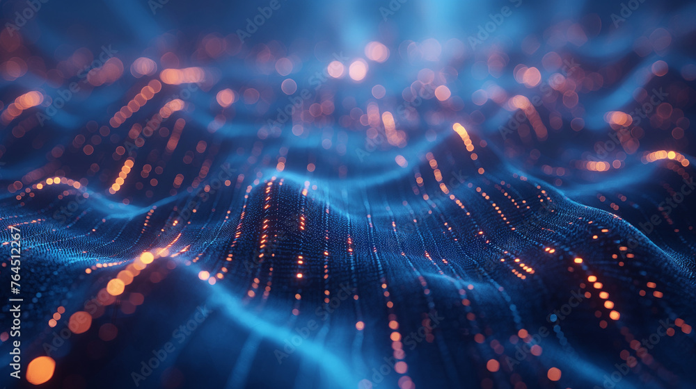 Abstract tech background. Floating Numbers HUD Background. Matrix particles grid virtual reality ...