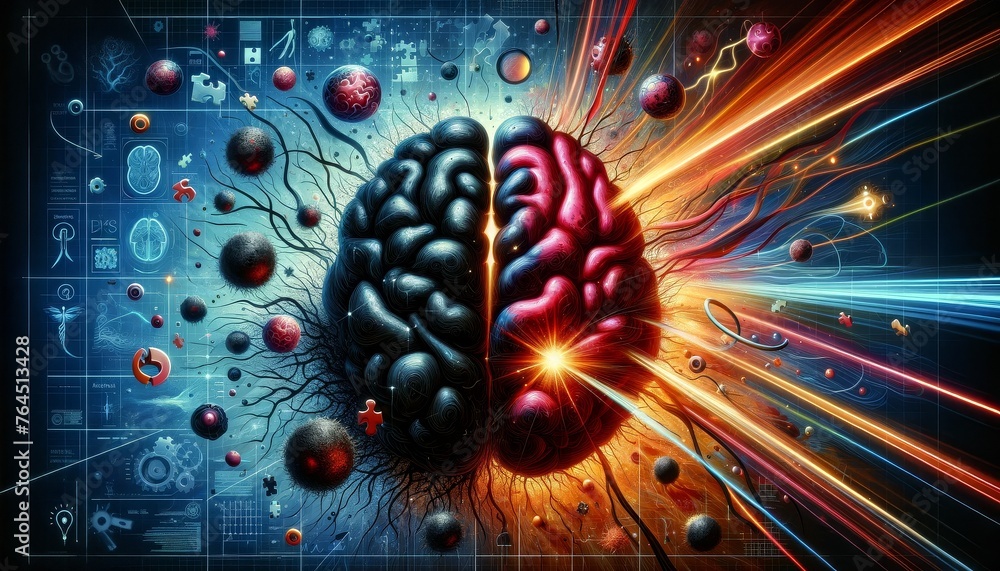 An abstract concept illustrating the obstruction caused by a tumor in ...