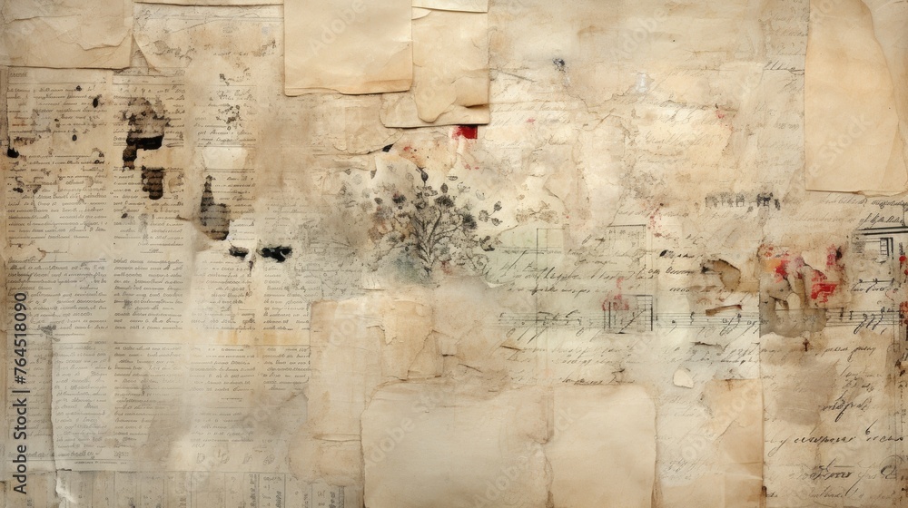 Collection of paper collage backgrounds made of antique documents with ...