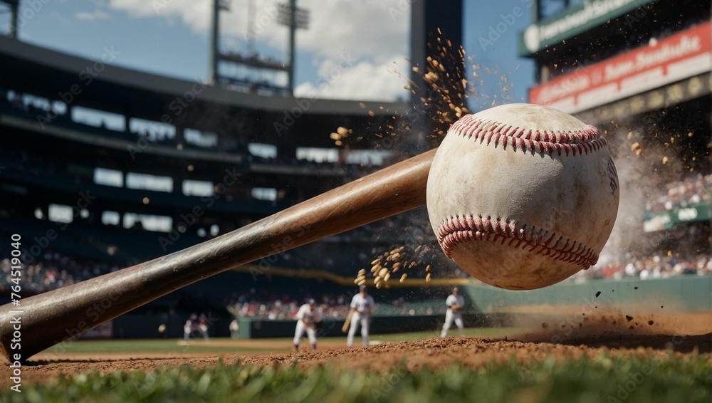 Dynamic image capturing the instantaneous collision of a bat and ball ...