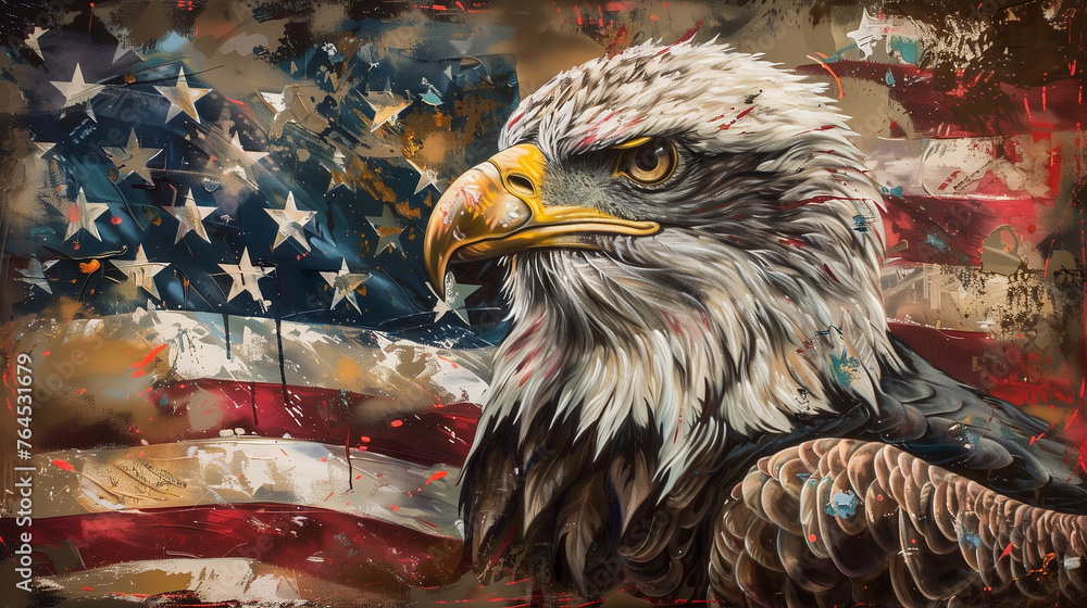 Bald eagle, american flag with background, The of symbol 4 July ...
