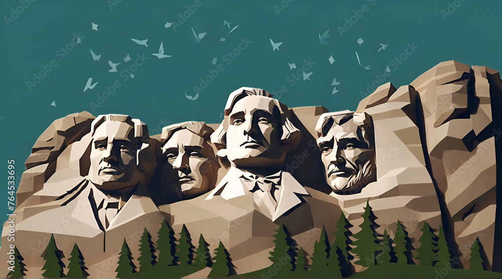 paper cut craft paper illustration Mount Rushmore Nati .Generative AI ...