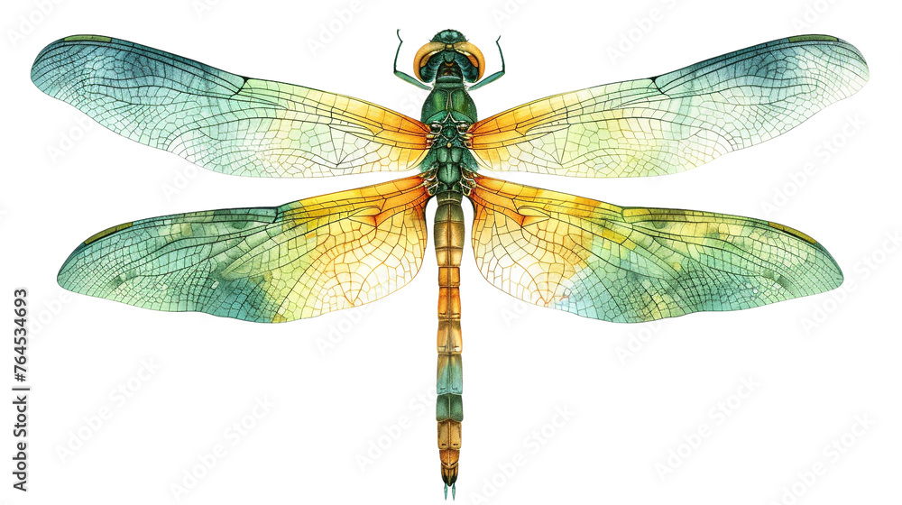 Green and yellow dragonfly wings isolated on transparent background ...