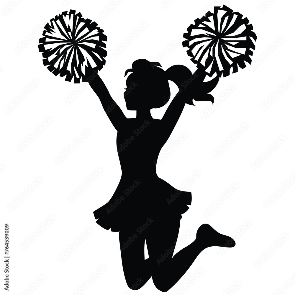 Cheerleader girl silhouette vector cartoon illustration Stock Vector ...