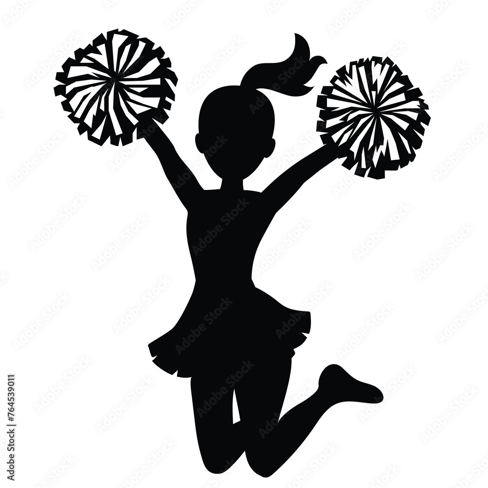 Cheerleader girl silhouette vector cartoon illustration Stock Vector ...