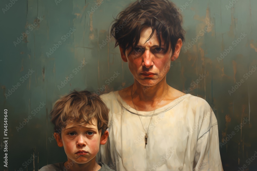 The anguish on the face of a crying boy child, while their parent's ...