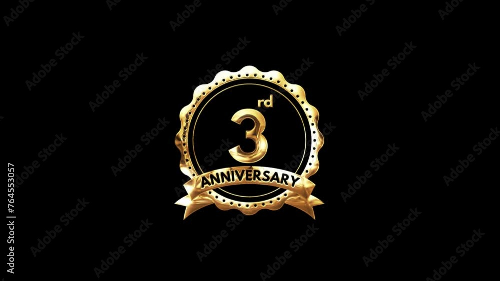 3rd Anniversary luxury Gold Animation. Greeting for the 3rd Anniversary ...