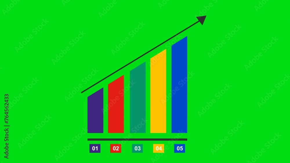 infographic animation 5 step chart color lines increasing in height ...