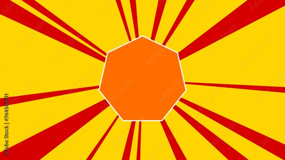 Heptagon symbol on the background of animation from moving rays of the ...