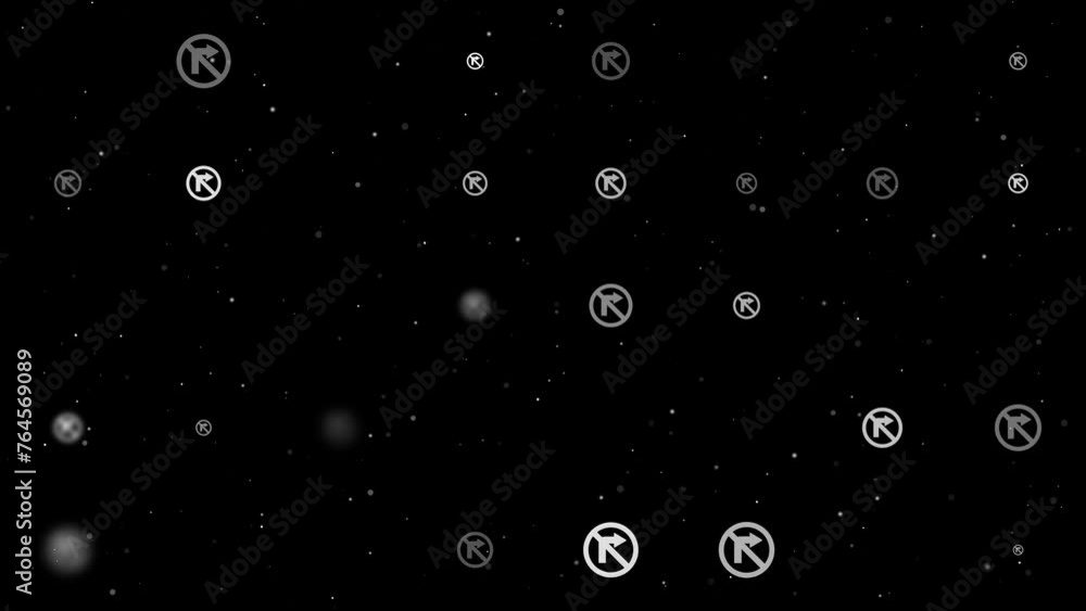 Template animation of evenly spaced no right turn signs of different ...