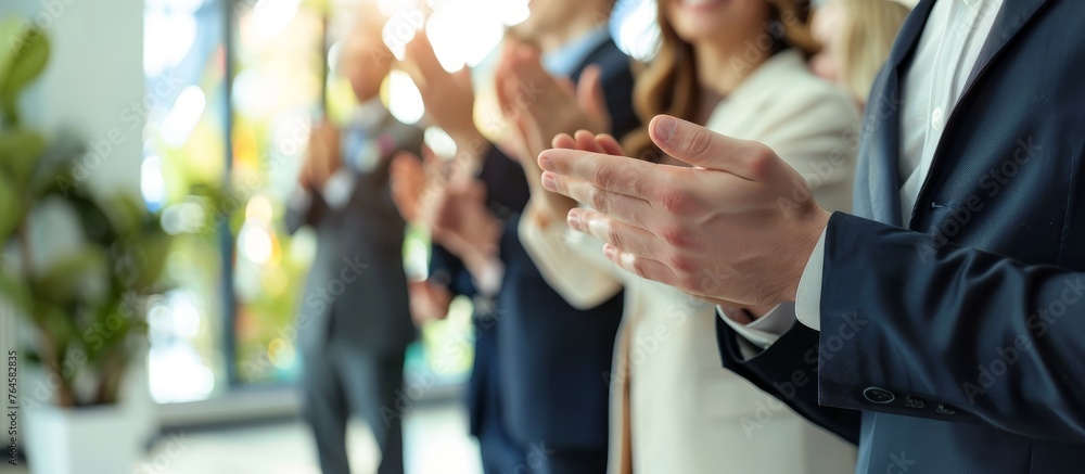 Colleagues giving a standing ovation to an awarded team member, Team ...