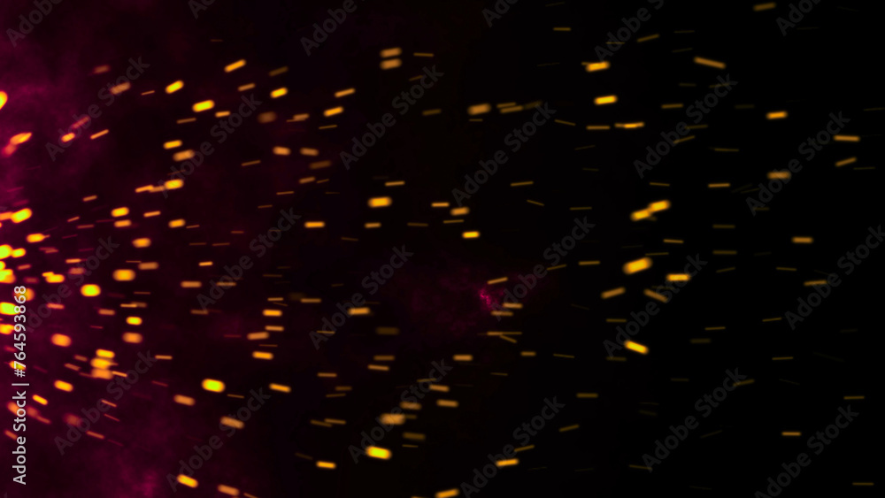 Red Glowing Ember Particles, Dark Glitter Fire Lights Rise Amidst Smoke ...