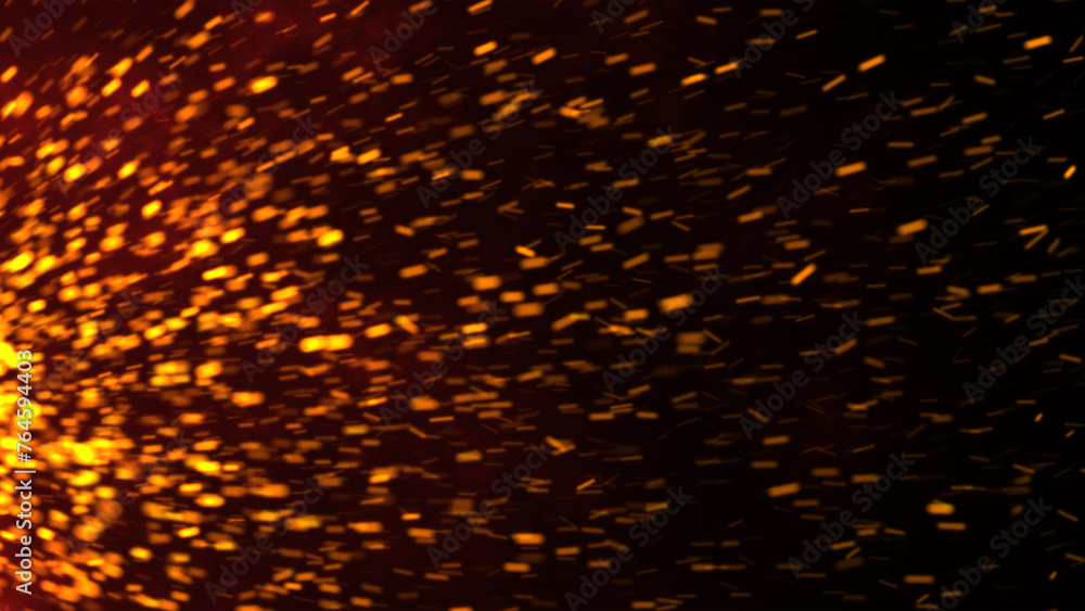 Red Glowing Ember Particles, Dark Glitter Fire Lights Rise Amidst Smoke ...