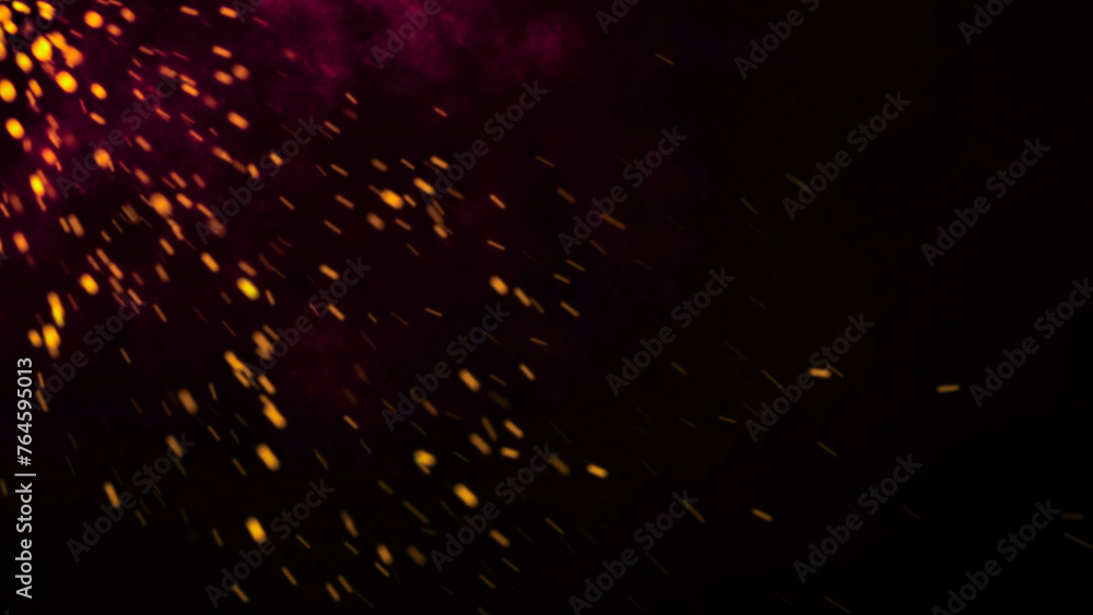 Red Glowing Ember Particles, Dark Glitter Fire Lights Rise Amidst Smoke ...