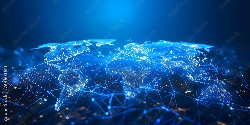 Visual Earth network map shows global connectivity and communication on ...