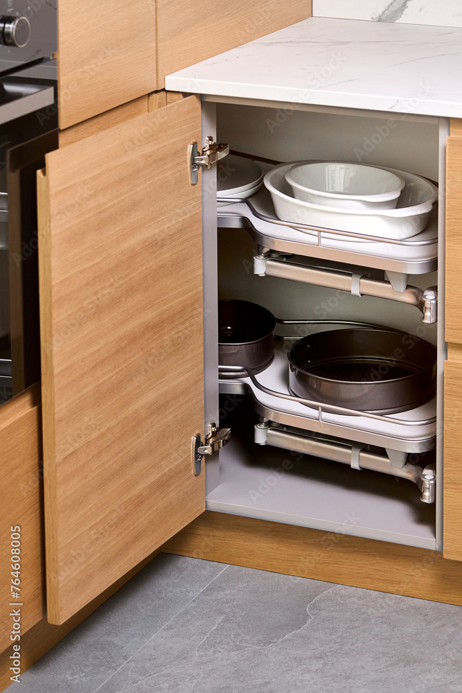 Kitchen access mechanism Magic corner for Blind Corner Cabinets pushed ...