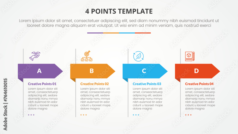 4 points stage list template infographic concept for slide presentation ...