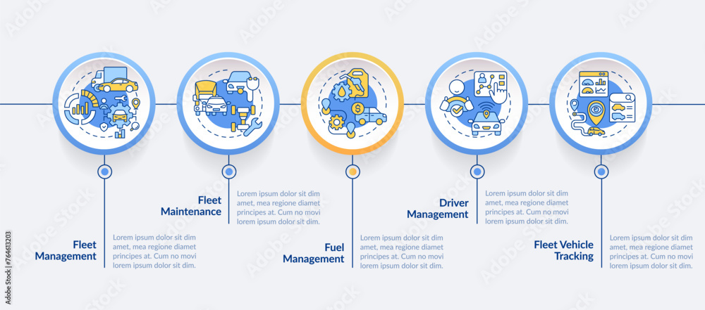 Car fleet optimization circle infographic template. Efficiency ...