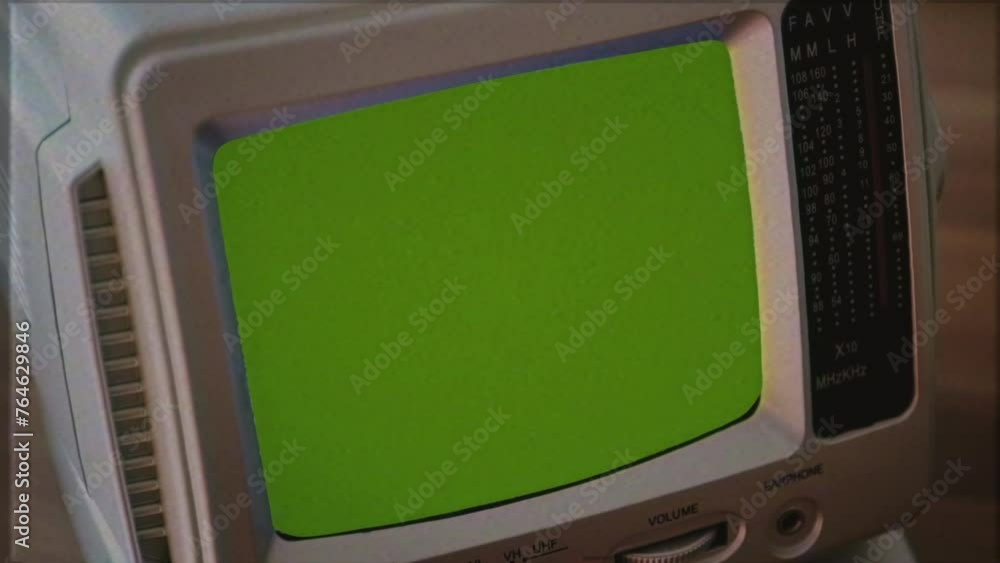 Vintage TV Radio Green Screen Old Compact Television VHS Texture Zoom ...