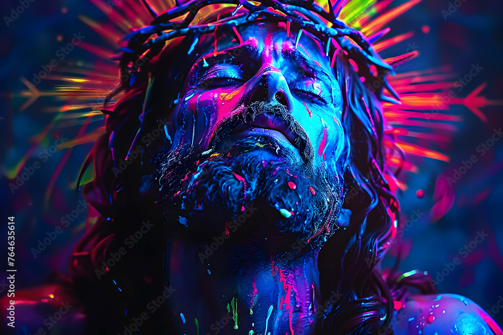 Jesus Christ Savior Messiah Son of God, multicolor colorful watercolor ...