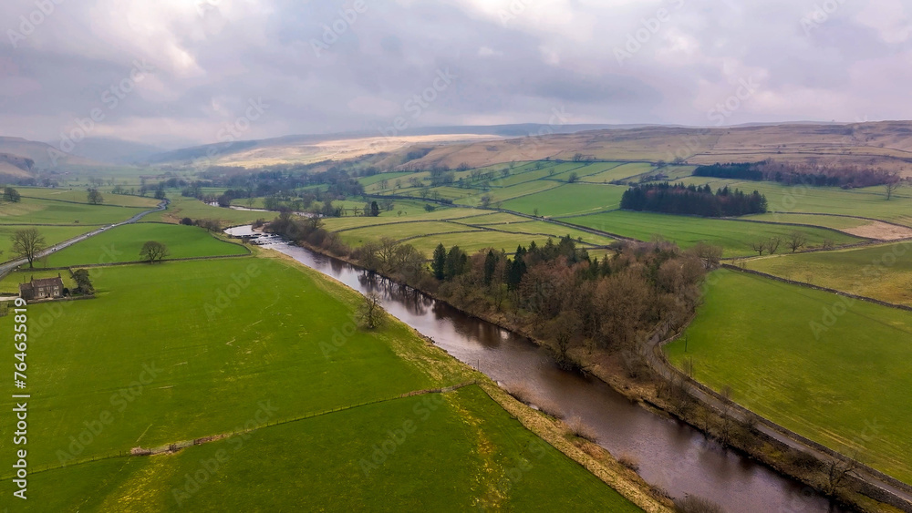 Aerial View Wharfedale. Wharfedale is the valley of the upper parts of ...