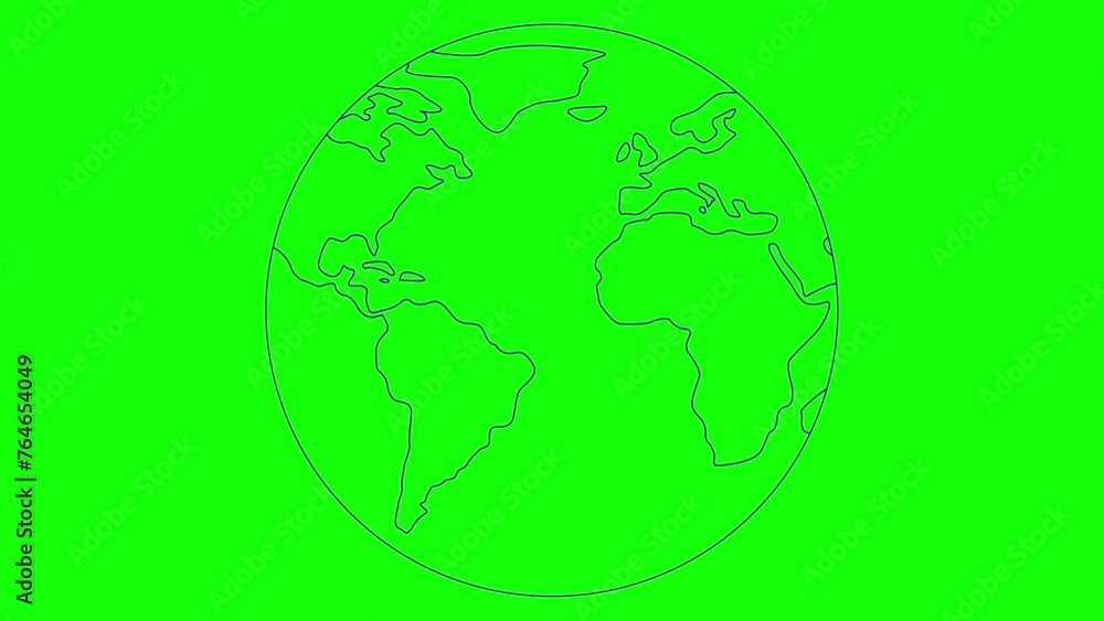 Animated linear violet symbol globe is drawn. Gradual drawing a planet ...