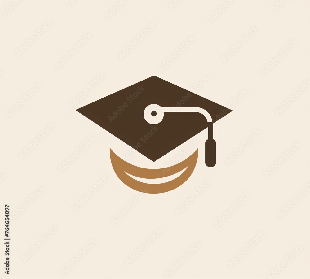 logo design simple vector logo of a graduation cap on a light ...