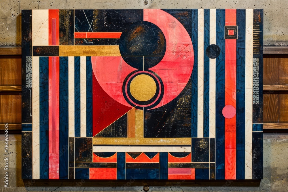 Abstract Geometric Art Painting with Vibrant Colors and Bold Stripes ...