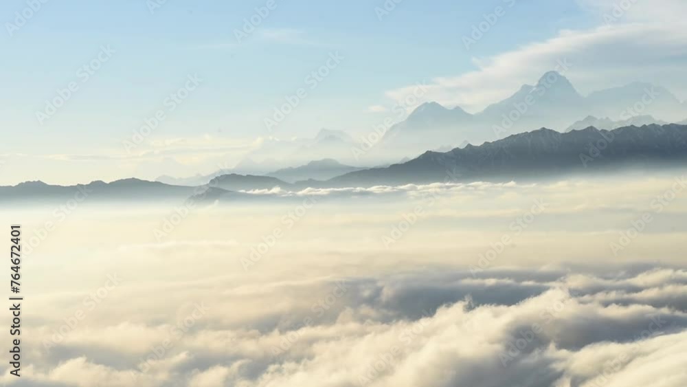 Ganesh Himal mountain range, Manaslu and other Himalayan mountains seen ...