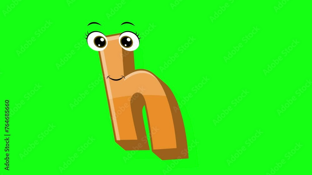 Cartoon style letter h 2d animation with green screen background, h ...