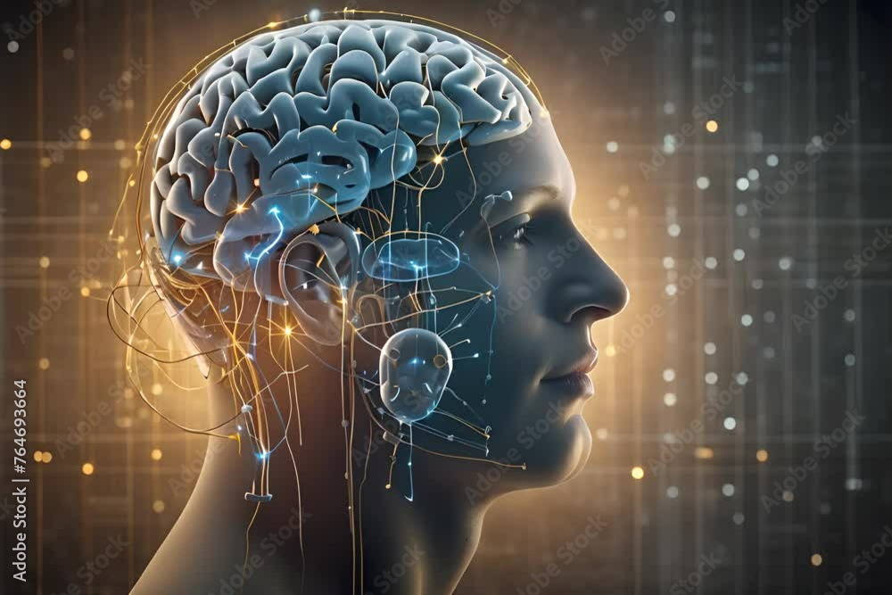 3d illustration of x-ray image of human brain anatomy, Human brain ...