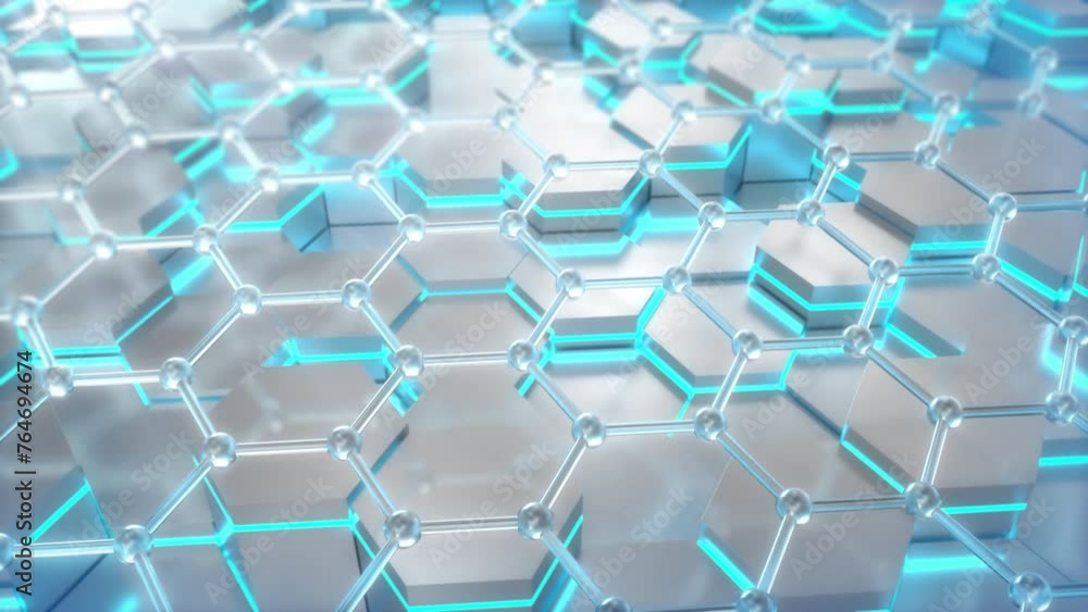 Nano Tech Graphene loop. This nano technology 3D animation represents ...