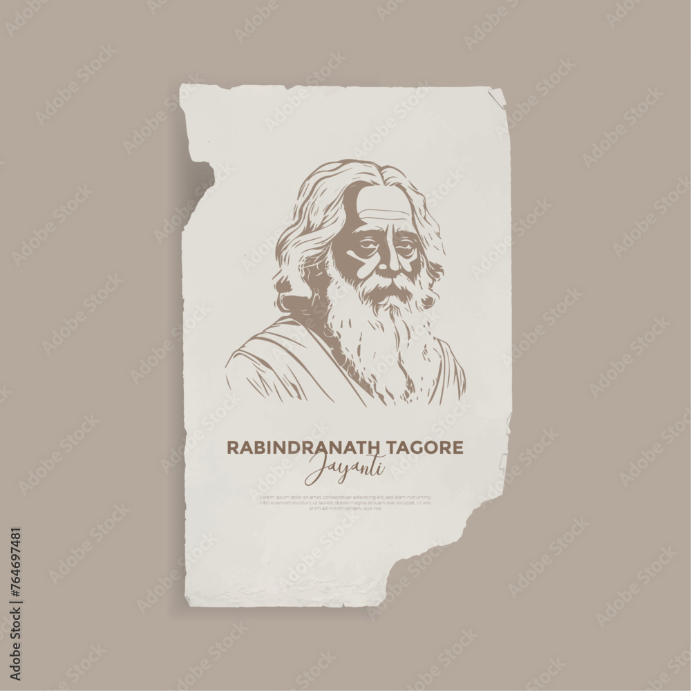 Minimal and creative Vector illustration of Happy Rabindranath Tagore ...