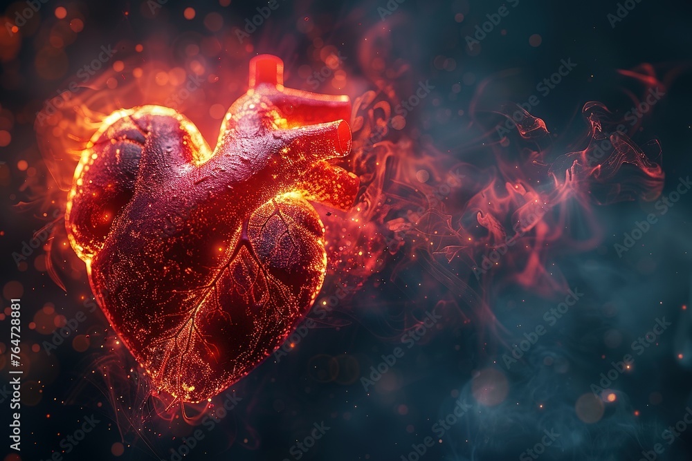 Heart Beats with medical backgrounds. Creative stylized red heart ...