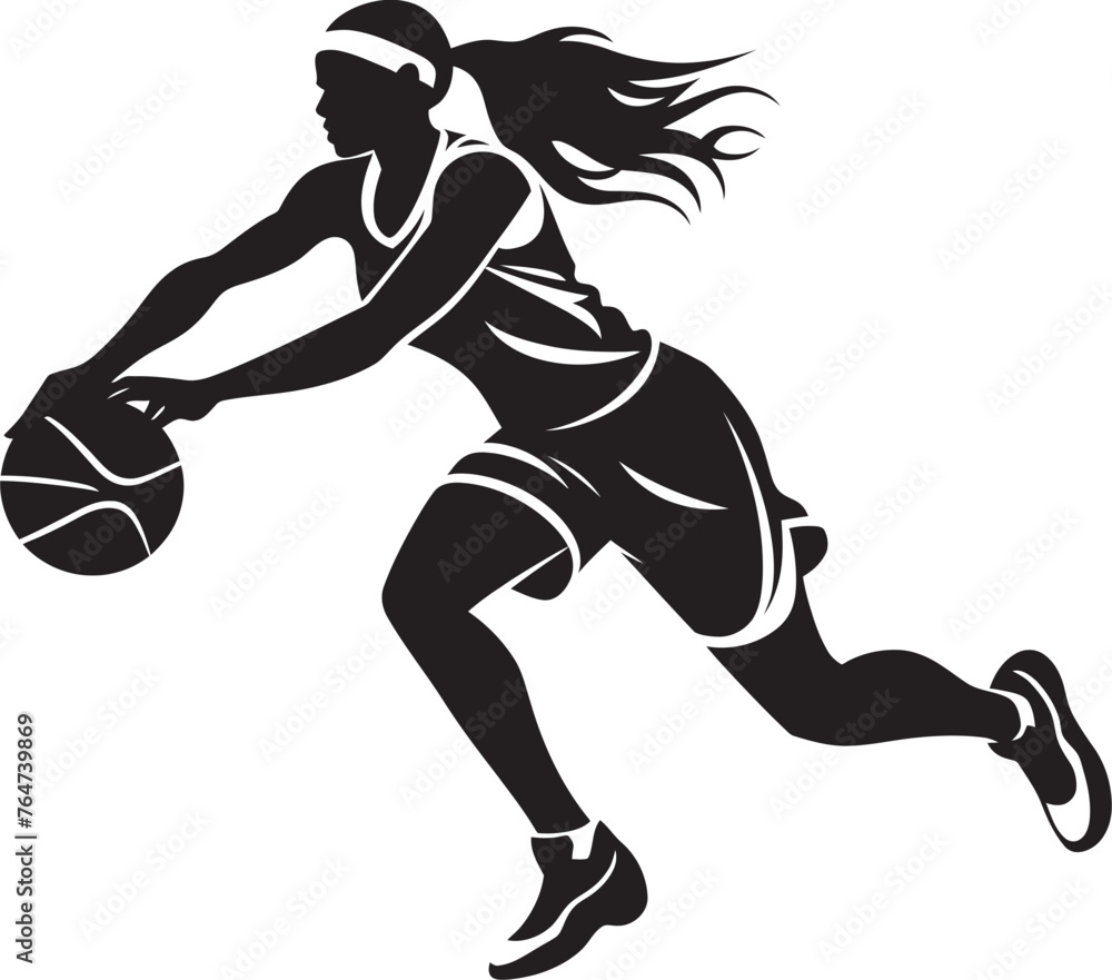 Basket Basher Vector Logo and Design Illustrating a Female Basketball ...
