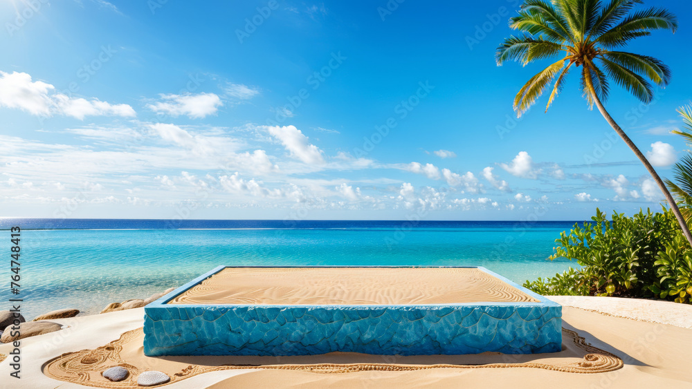 Beach Summer Display Background, Beach podium background, product ...
