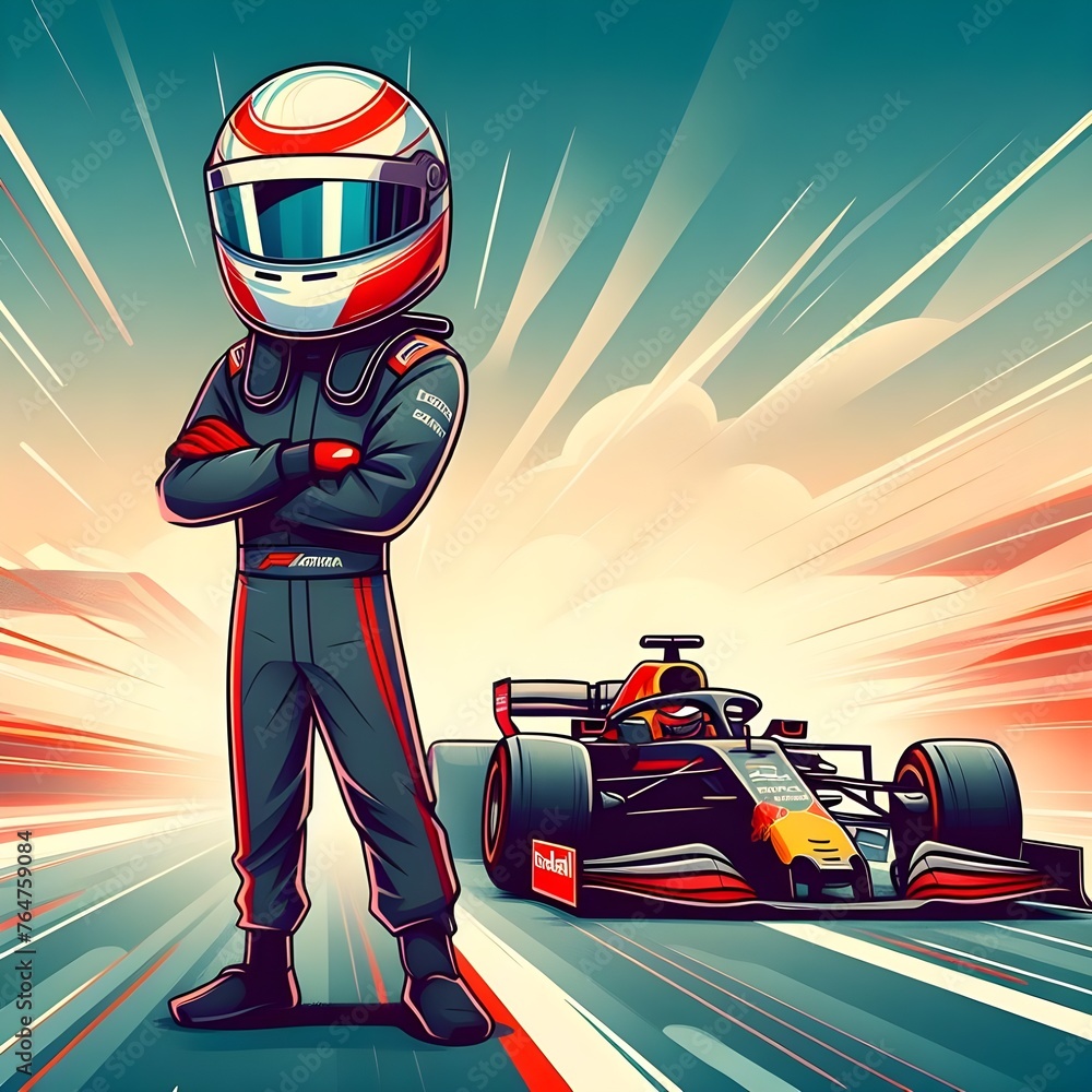 Animated Motorsport driver & his f1 Stock Photo | Adobe Stock