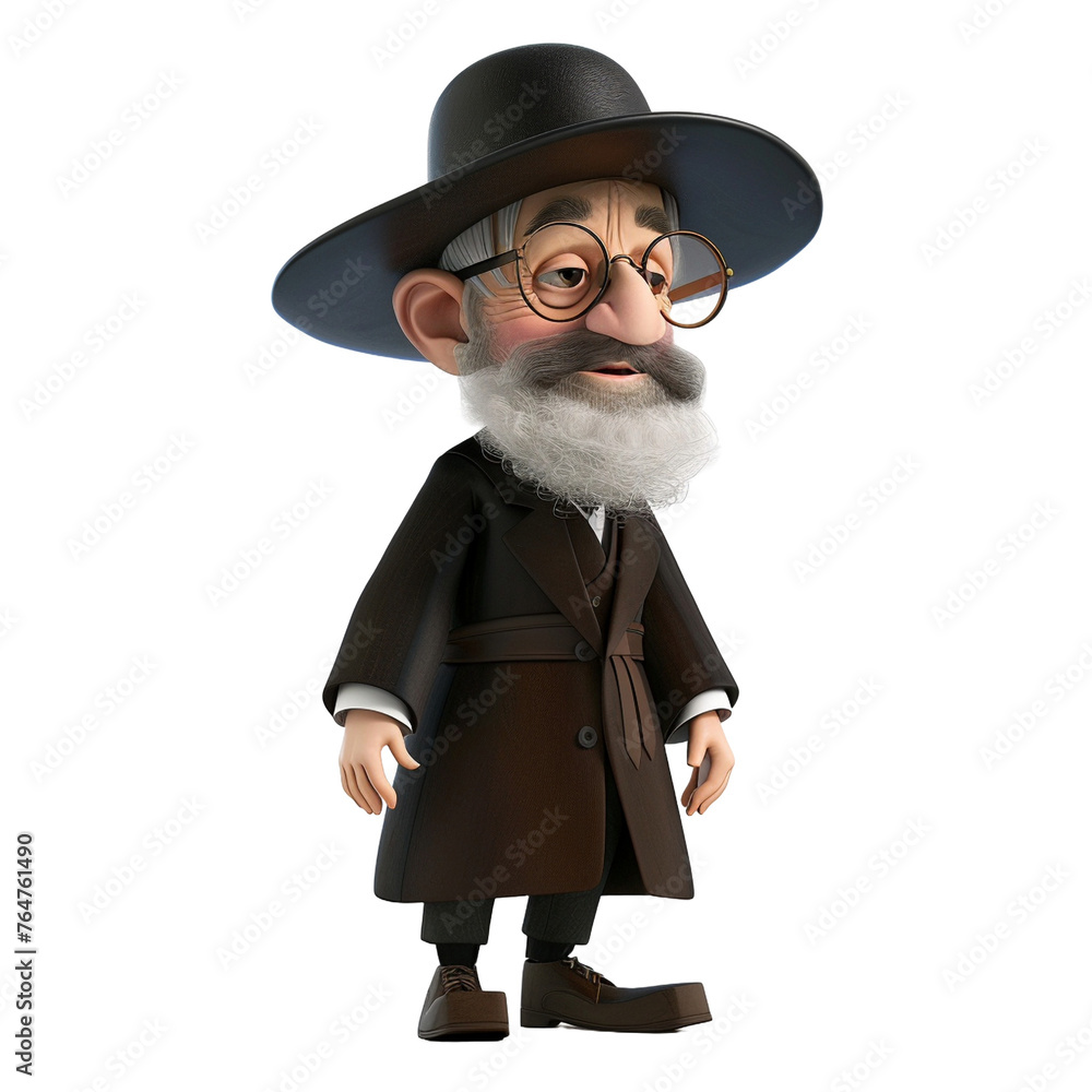 jewish man full hight - vector cartoon illustration isolated on white ...