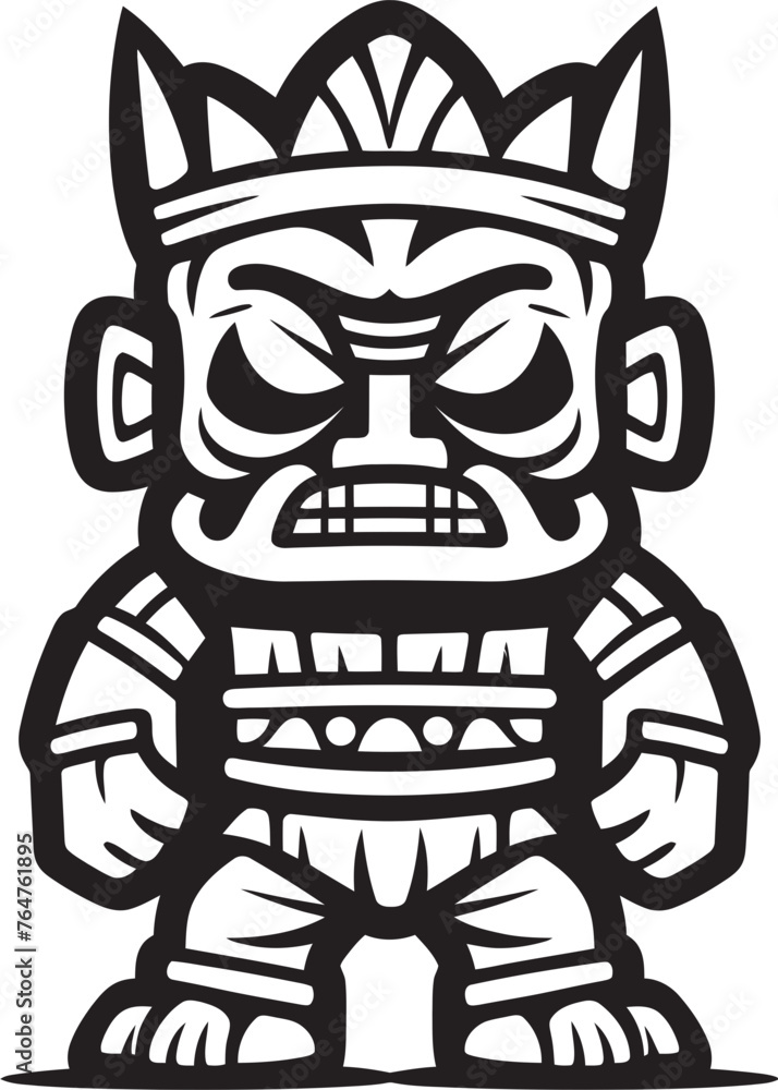 Tiki Titan Iconic Vector Logo Featuring a Full Body Thick Lineart Tiki ...