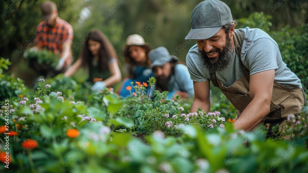 happy quality time friends and family, people in community helping each ...