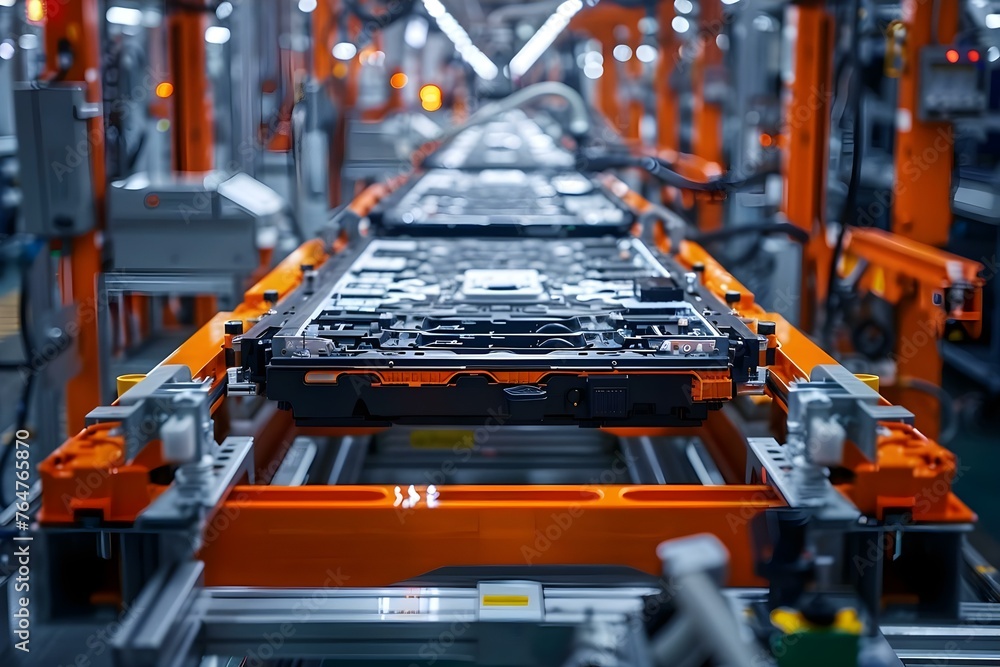 Efficient electric car battery cell assembly line in a factory ...
