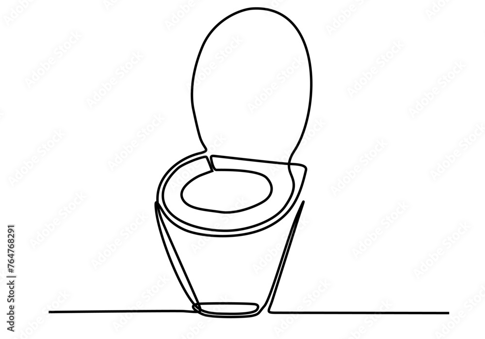 Continuous one line drawing of toilet bowl and toilet brush vector ...