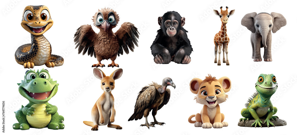 Vibrant and Detailed Collection of Cartoon Wild Animals for Children’s ...