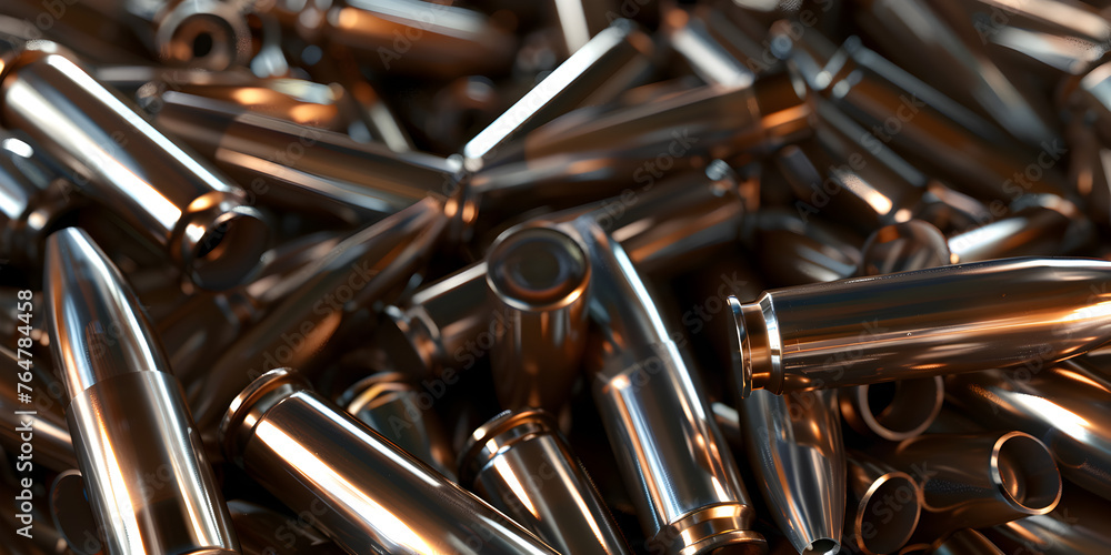 Bullets for gun, Closes up silver bullets background. Stock ...