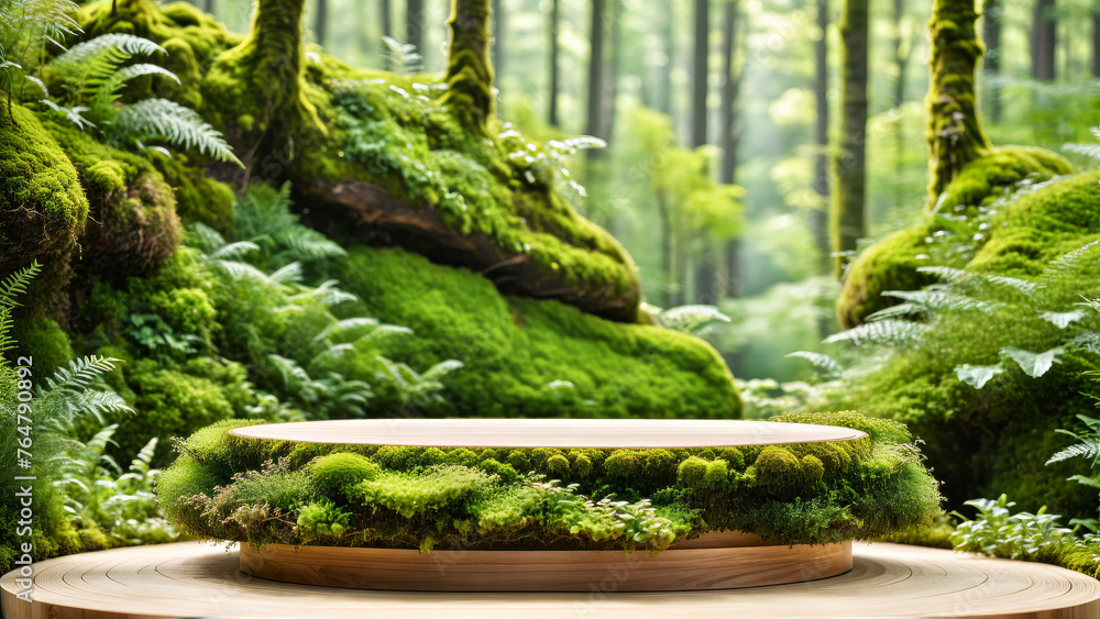 Green Forest Nature Display Background, green moss product placement ...